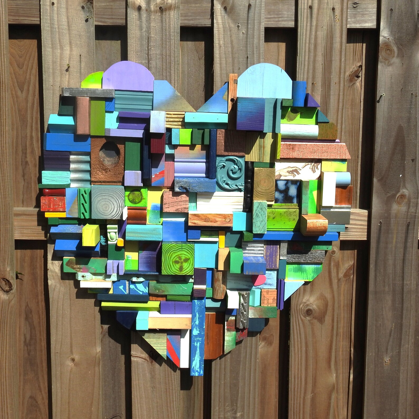 Blue Heart Big Block Heart Love Collage of Wooden Blocks Colorful Blues ...