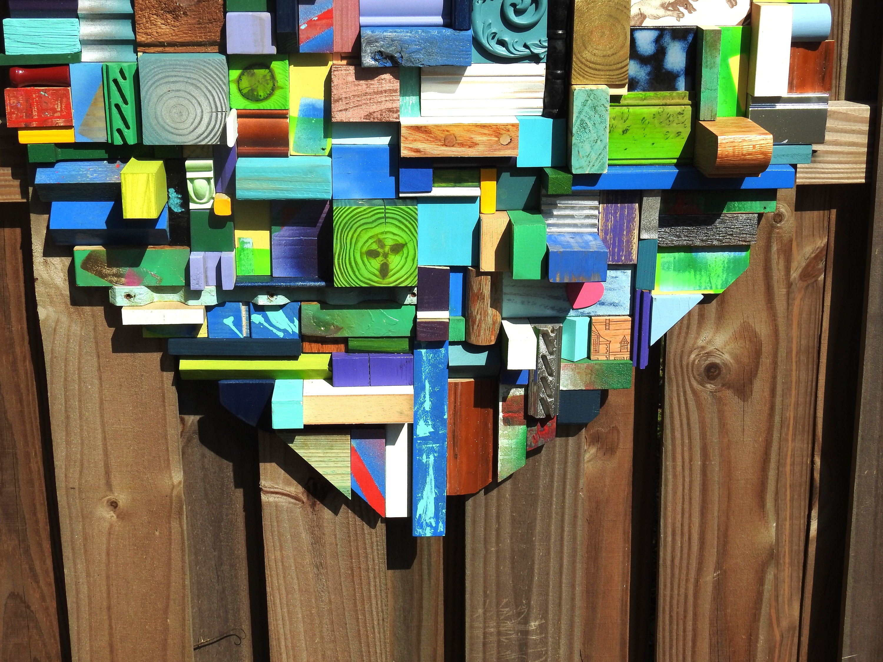 Blue Heart Big Block Heart Love Collage of Wooden Blocks Colorful Blues ...