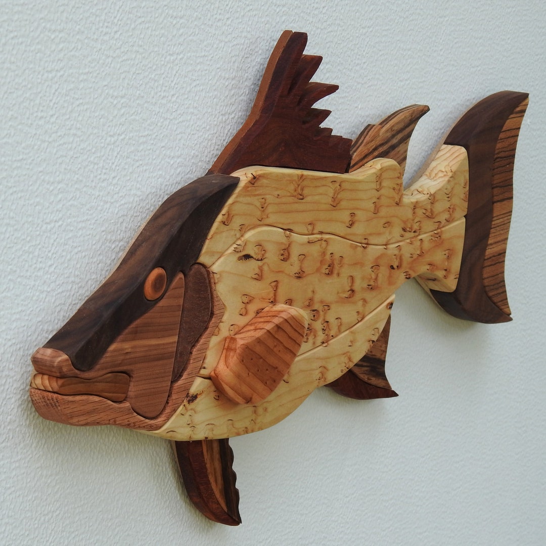 Hogfish Wood Sculpture Fish Wall Art Fisherman Gift Beach House Decor ...