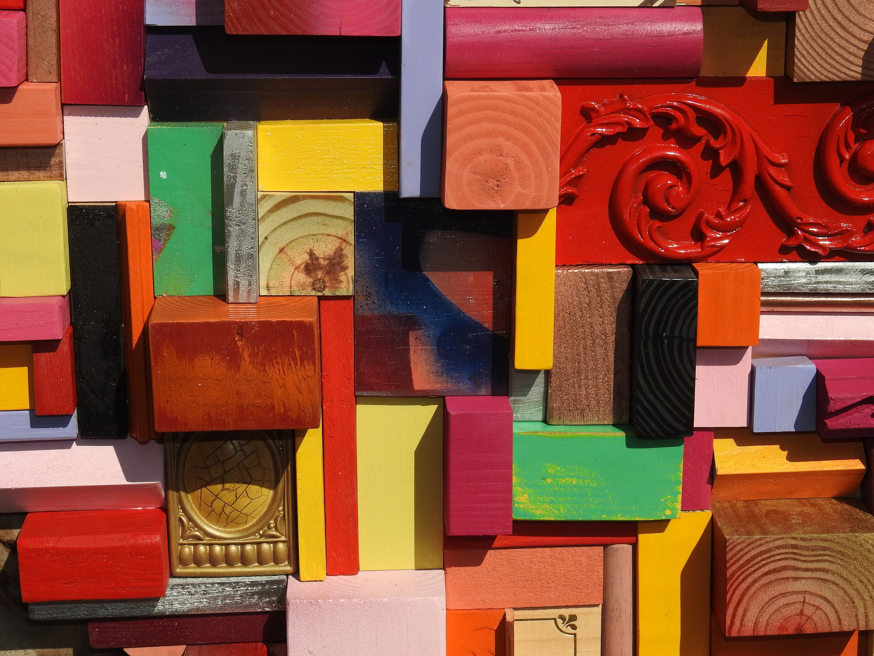 Big Red Heart Wall Art - Love - Collage of Wood Blocks - Colorful Red ...