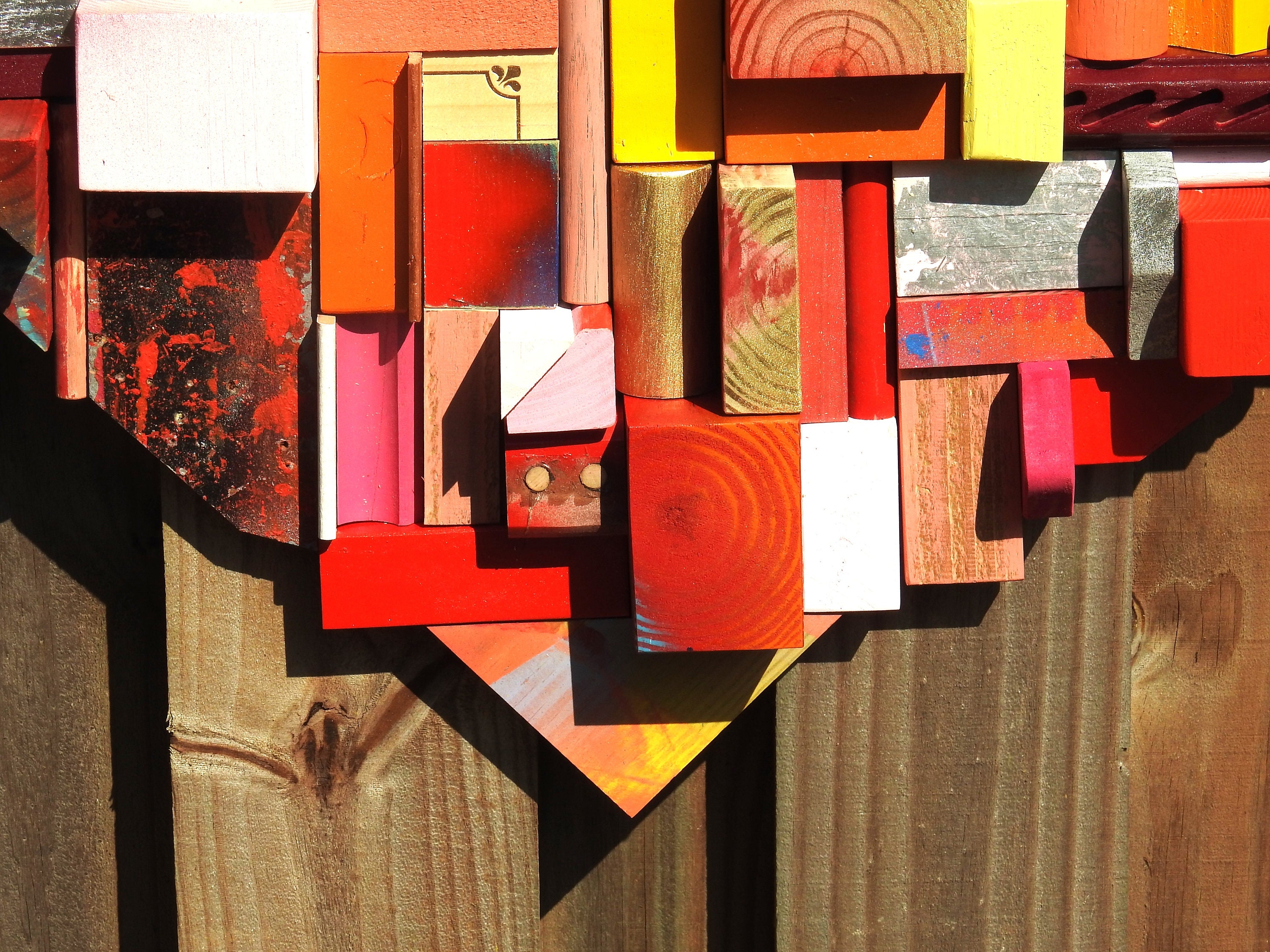 Big Red Heart Wall Art - Love - Collage of Wood Blocks - Colorful Red ...