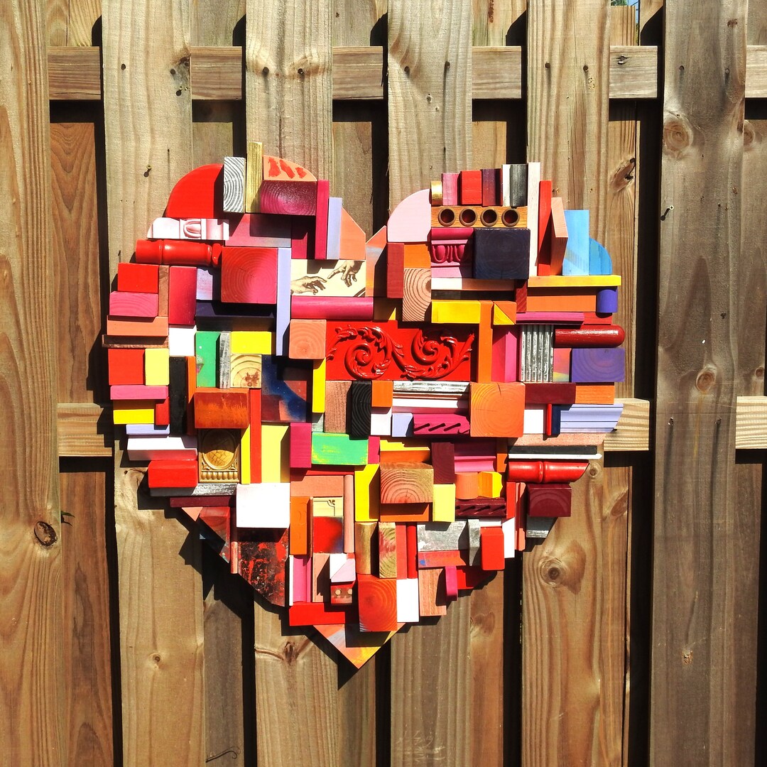 Big Red Heart - Big Block Heart - Love - Collage of Wooden Blocks ...