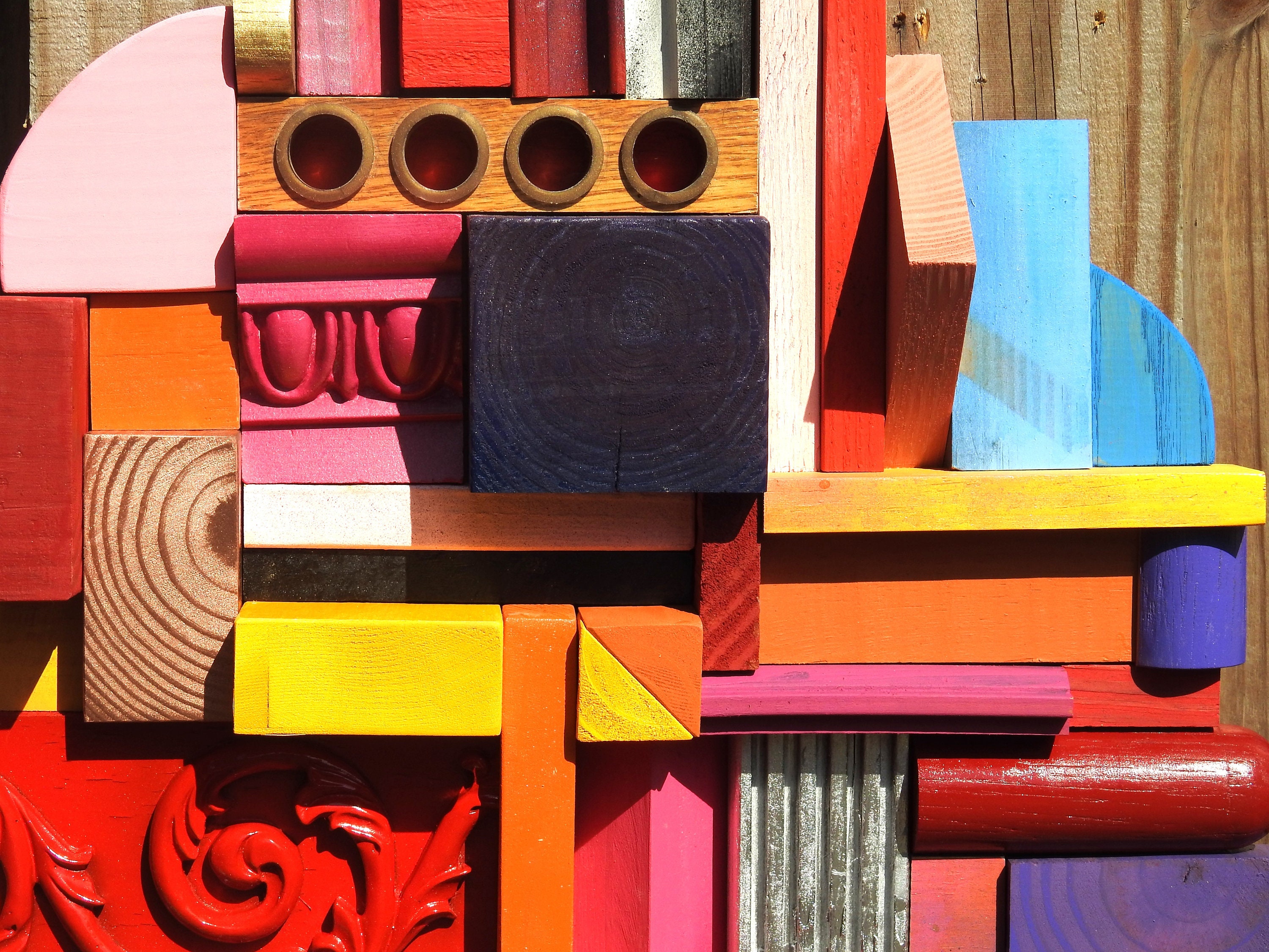 Big Red Heart Wall Art - Love - Collage of Wood Blocks - Colorful Red ...