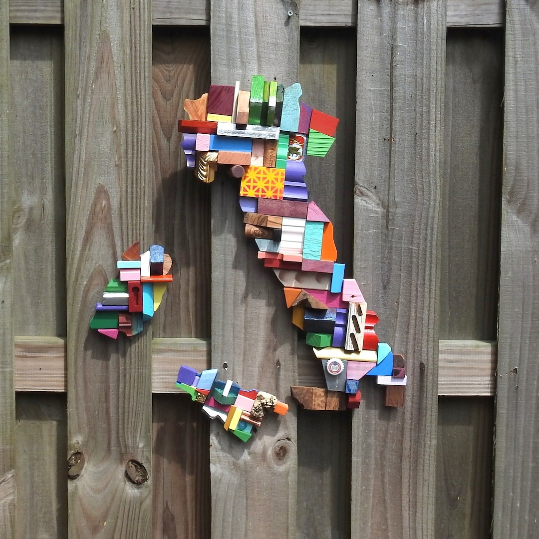 Small Map of Italy & Islands - Colorful Blocks - Collage - Sicily ...