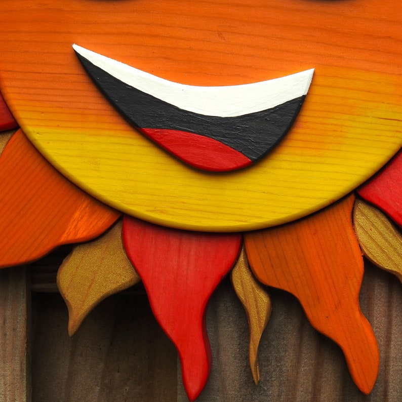 Smiling Mr. Sun - Salvaged Wood Art - OOAK - Merry Old Sol - Colorful ...