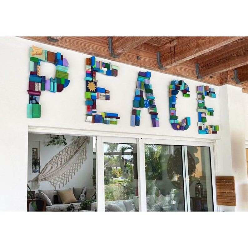 PEACE Wall Sculpture - Made to Order - Assemblage Wall Art - Recycled ...