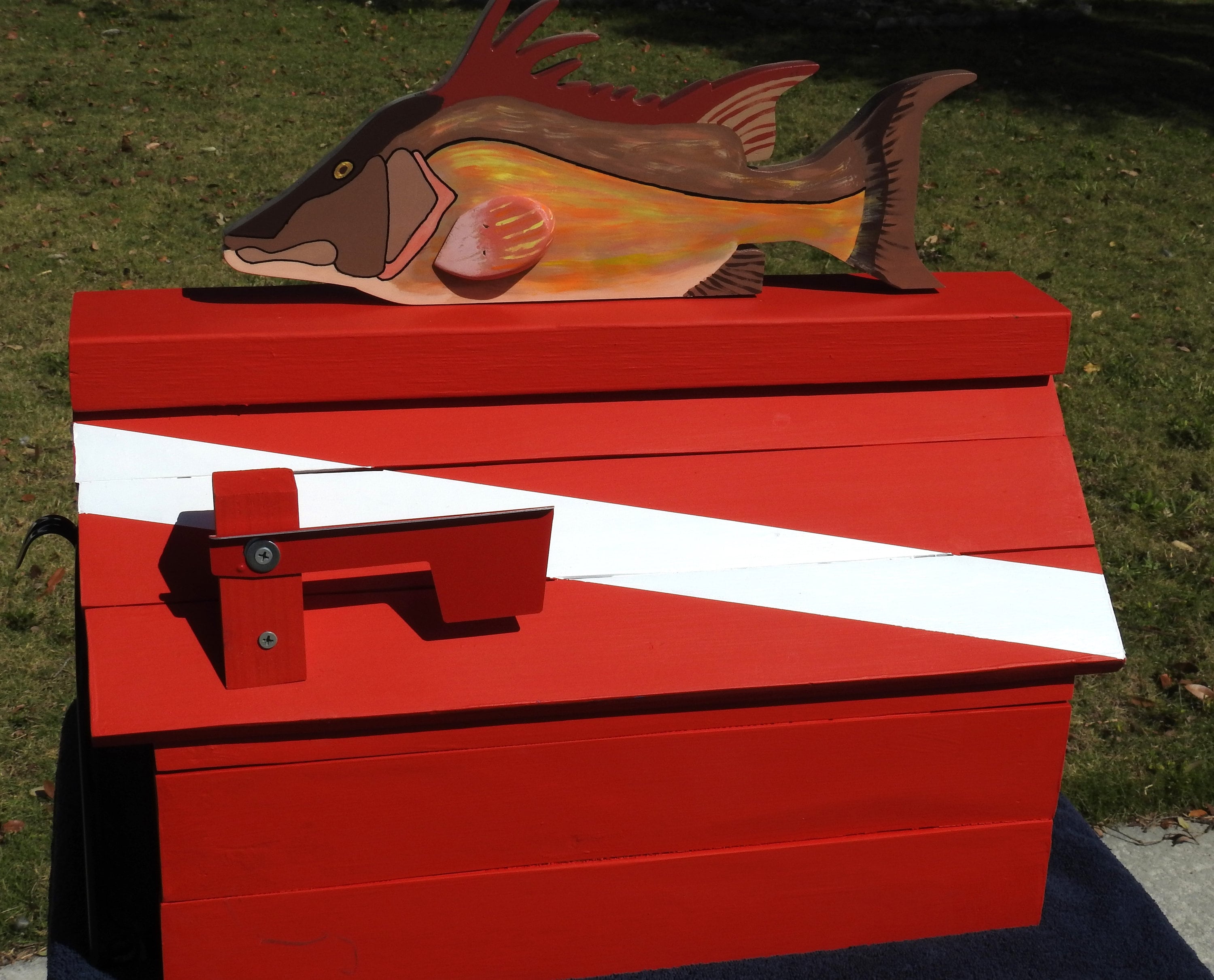 Hogfish Mailbox - Chalet Style Wooden Mailbox With Topper - Sea Life ...