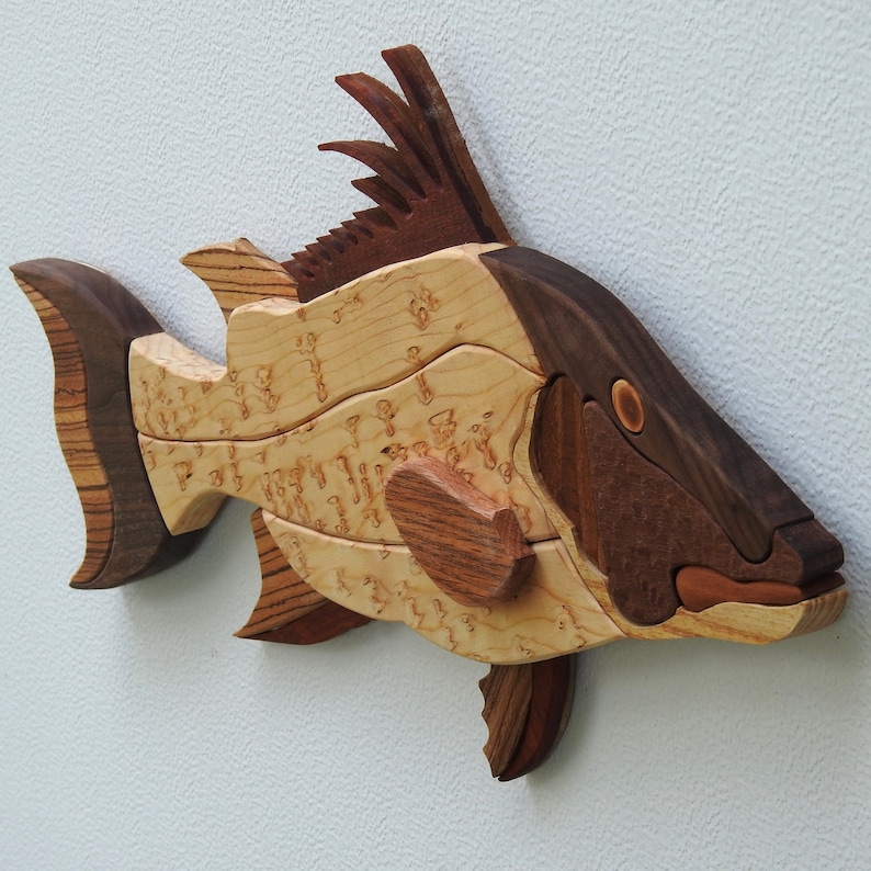 Hogfish Wood Sculpture - Right Facing Wall Art - Fisherman Gift - Beach ...