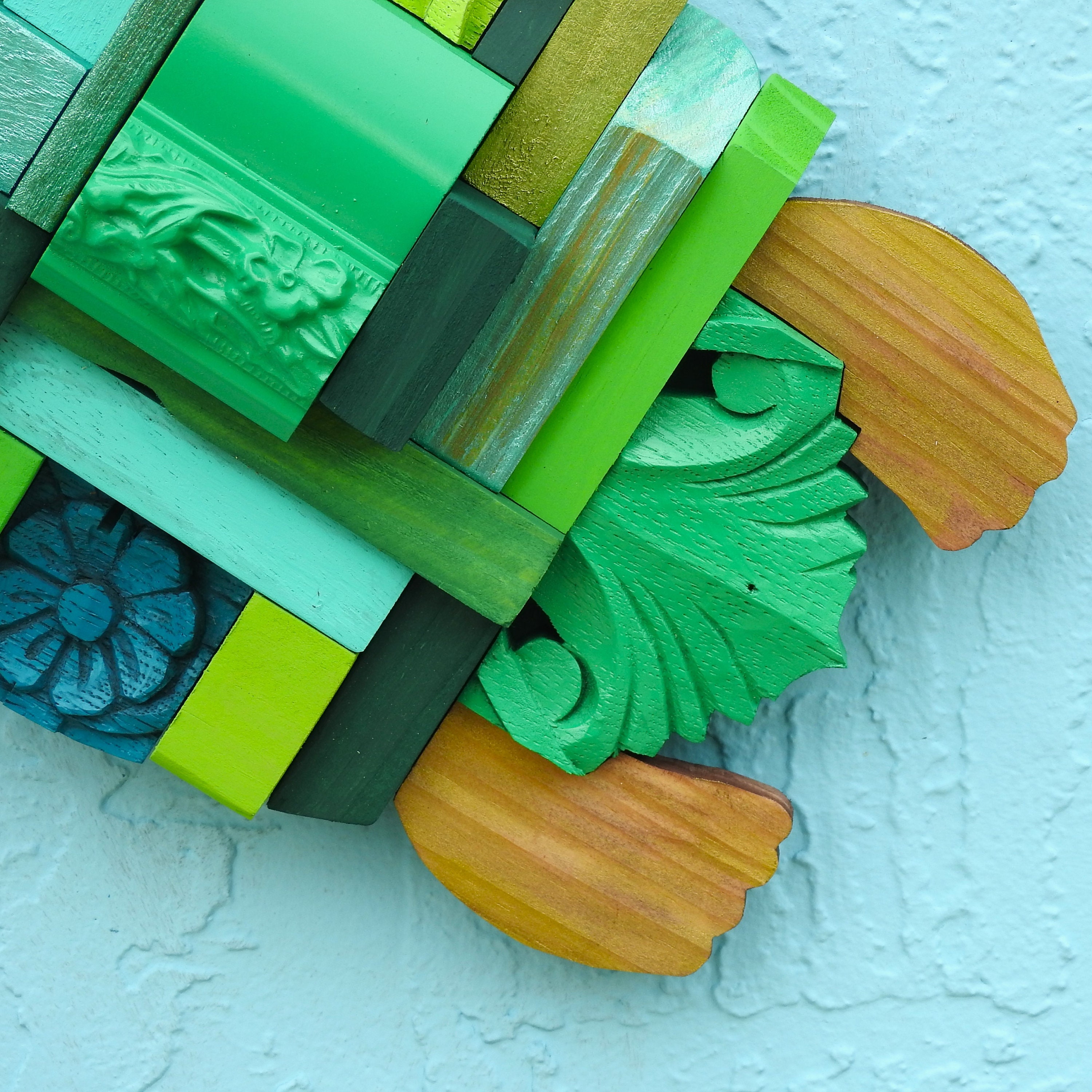 A 3D Small Sea Turtle Wall Art Big Blocks Intarsia Beach House OOAK ...