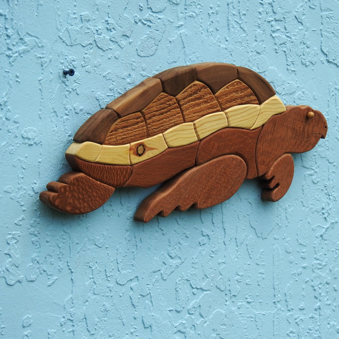 Sea Turtle Wood Art - Large Right Facing Sideways Turtle - Wood ...