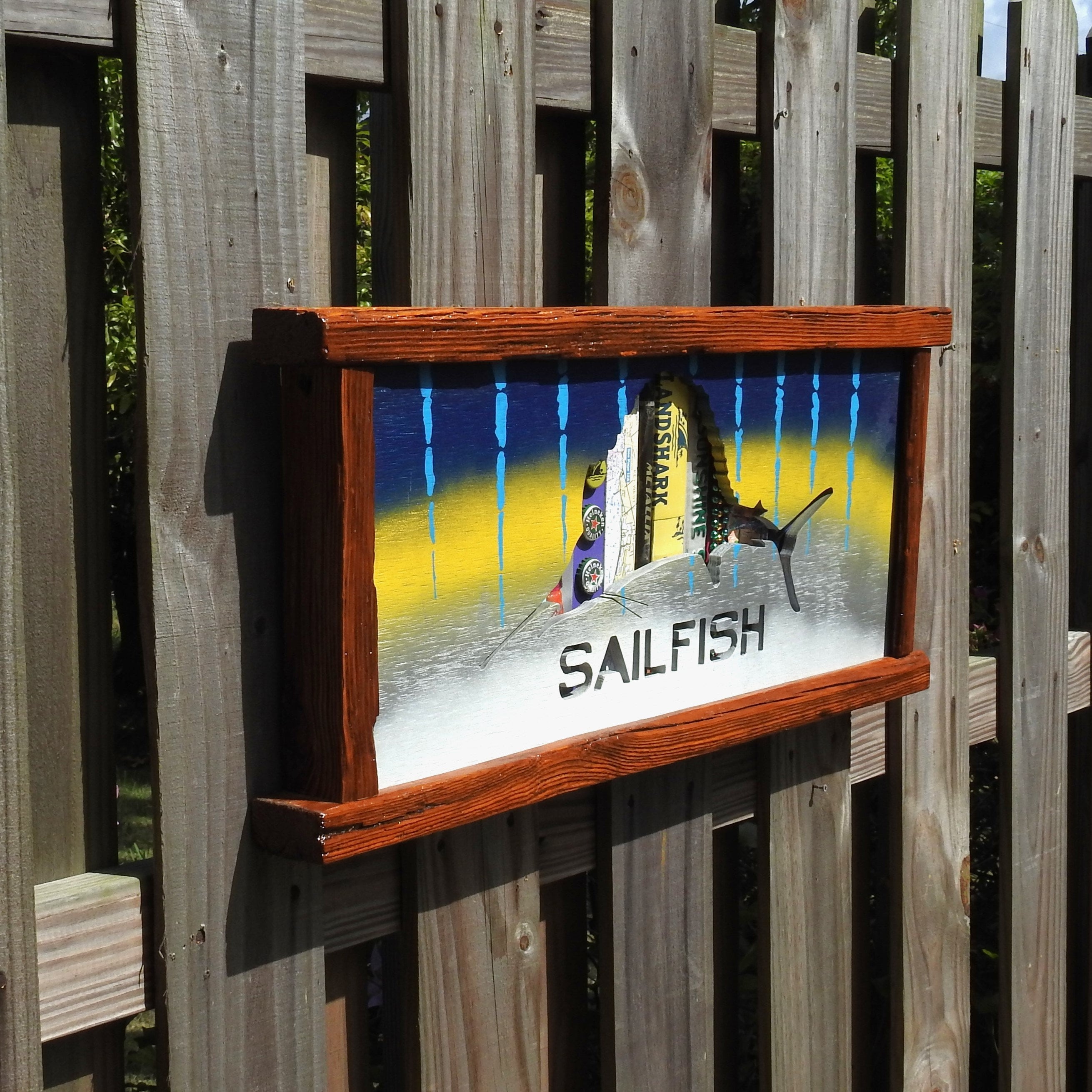 Sailfish (map) Shadow Box - Florida Keys - Fishing Adventure - Nautical ...