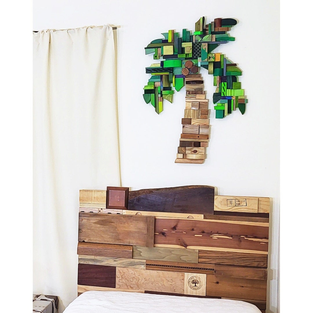 Coconut Palm Tree Wall Sculpture Recycled Wood 3D Wood Wall Art Beach ...
