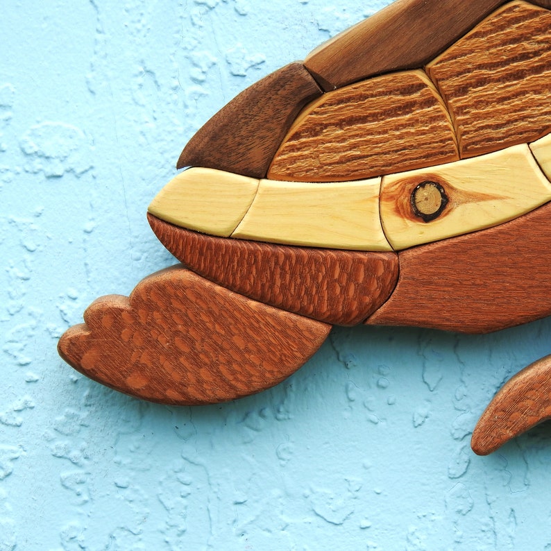 Sea Turtle Wood Art Large Right Facing Sideways Turtle Wood Intarsia ...