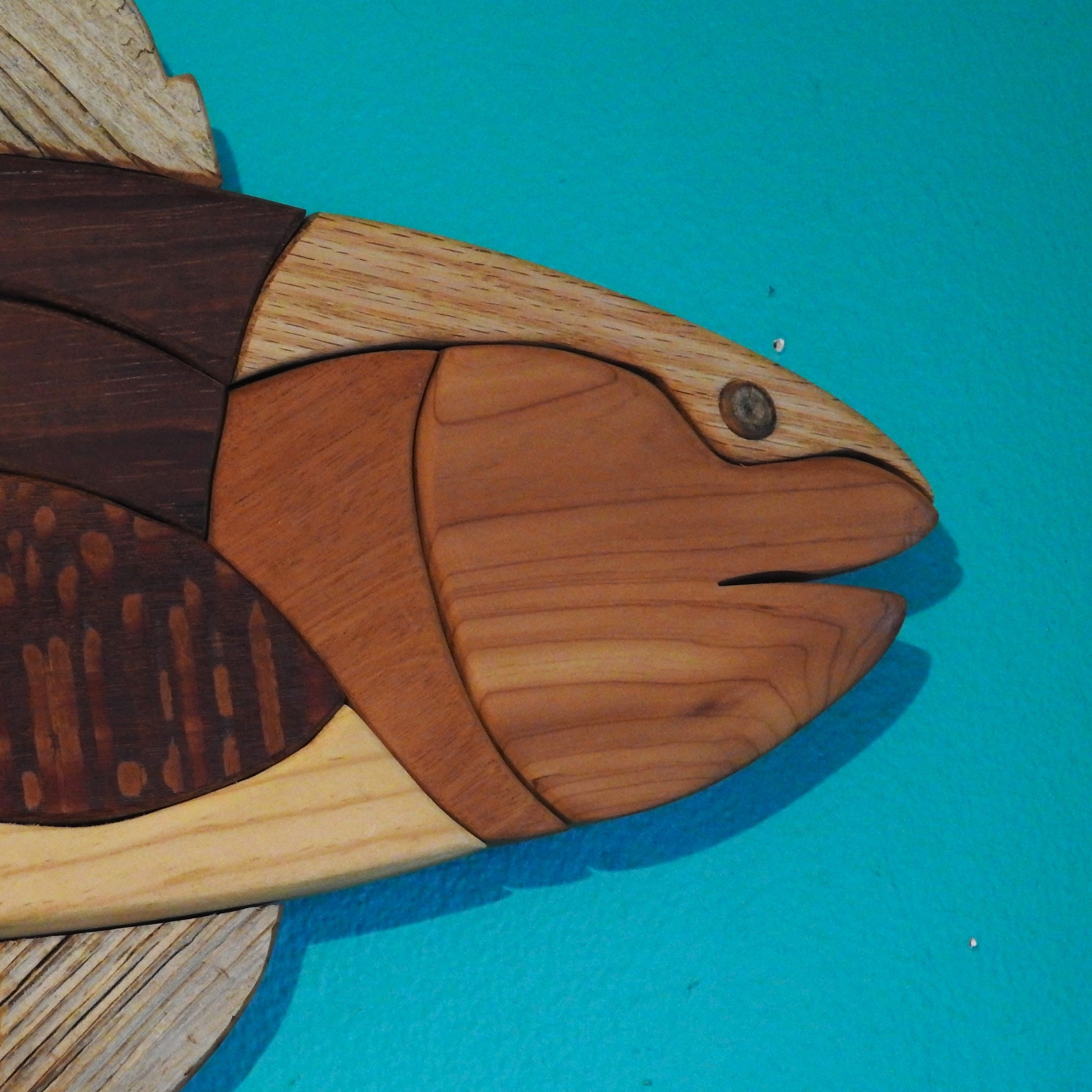 Red Fish - Red Drum - Natural Wood Fish Intarsia - One of a Kind - Hand ...