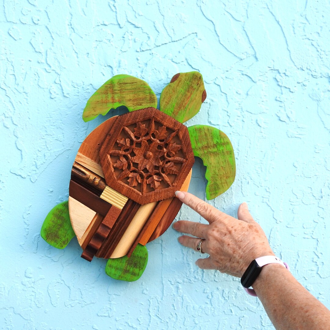Sea Turtle SMALL Wood Art - Recycled Woods - One of a Kind - Hand Made ...