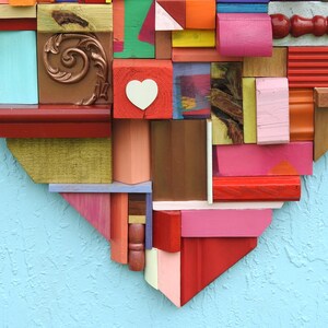 Big Block Red Heart Love Collage of Wood Blocks Colorful Red Colorful ...