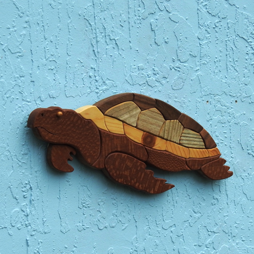 Large Turtle - Intarsia - Left Facing Sideways Turtle - One of a Kind ...