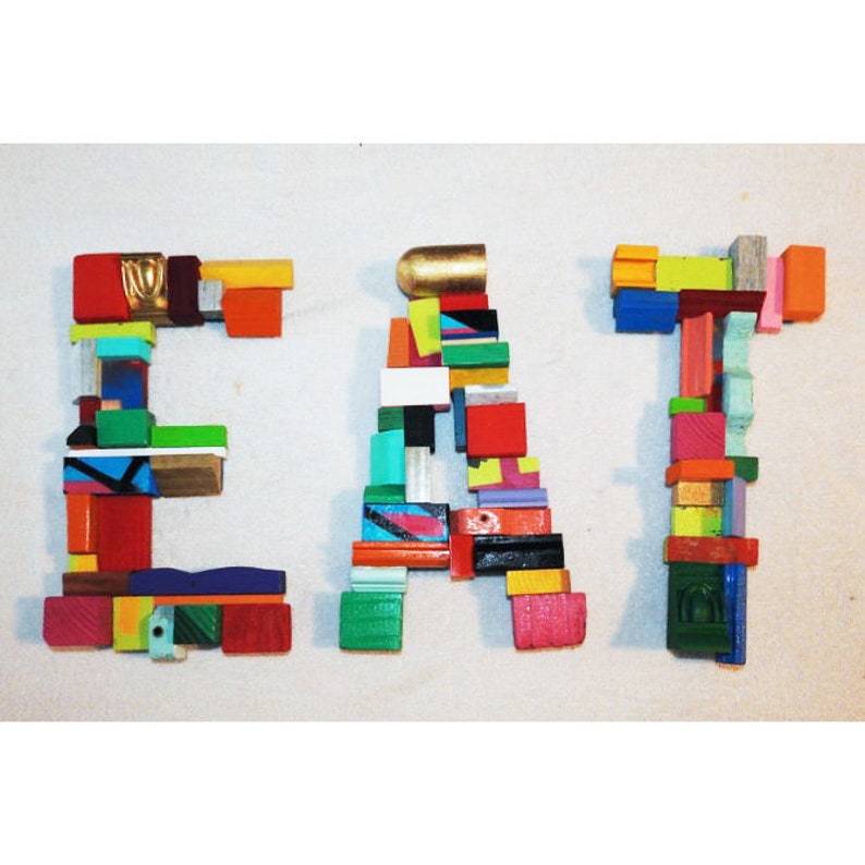 EAT - Word Art - Big Block Capital Letters - Colorful Wall Art - One of ...