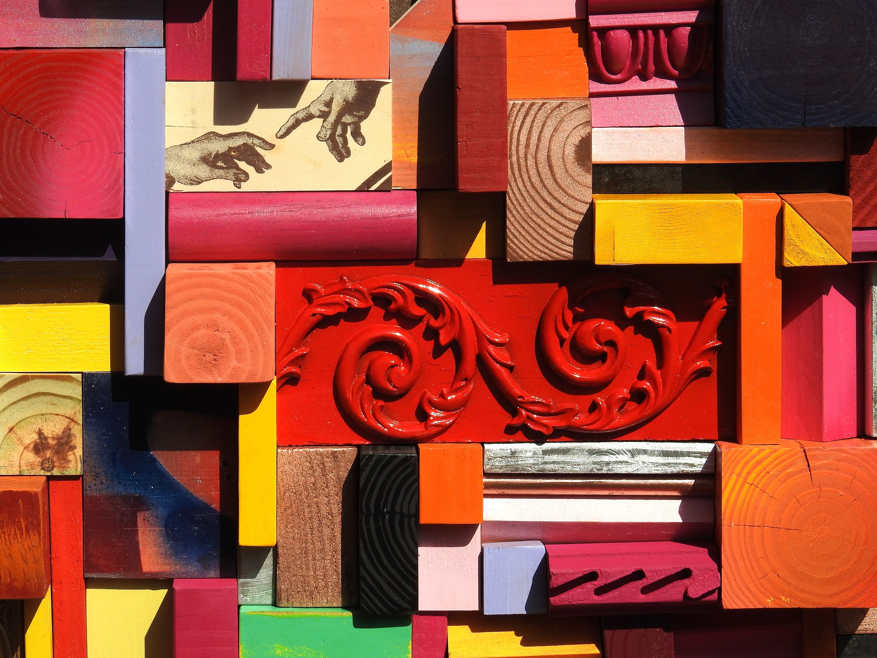 Big Red Heart Wall Art - Love - Collage of Wood Blocks - Colorful Red ...