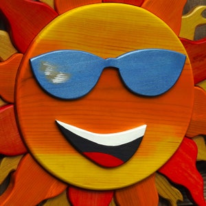 Smiling Mr. Sun - Salvaged Wood Art - OOAK - Merry Old Sol - Colorful ...