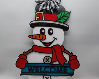 SNOWMAN WELCOME SIGN Christmas Winter Rustic Country Wood Crafts ...