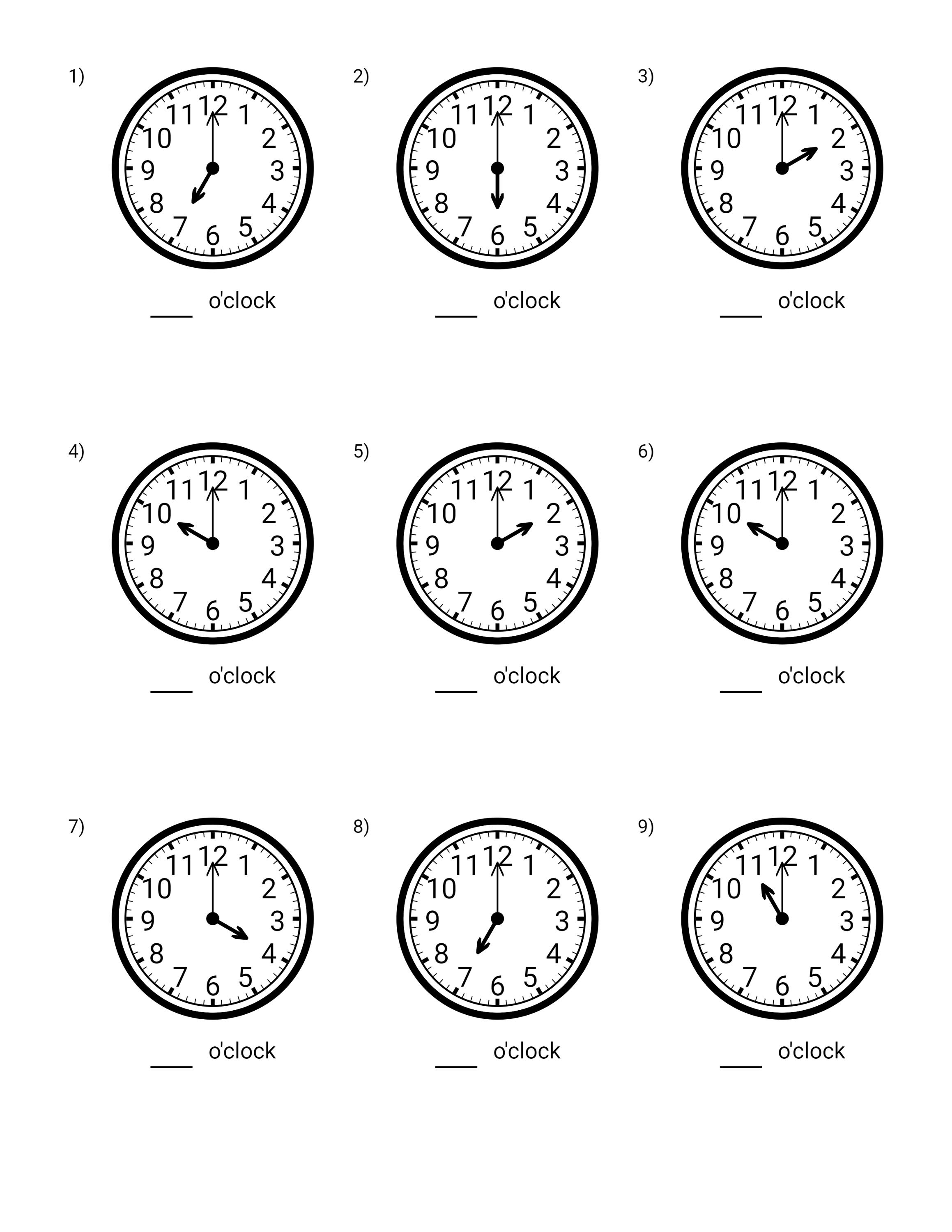 Analog Clock Hour Lesson: Time Telling Activity, Exercises (PDF) - Etsy