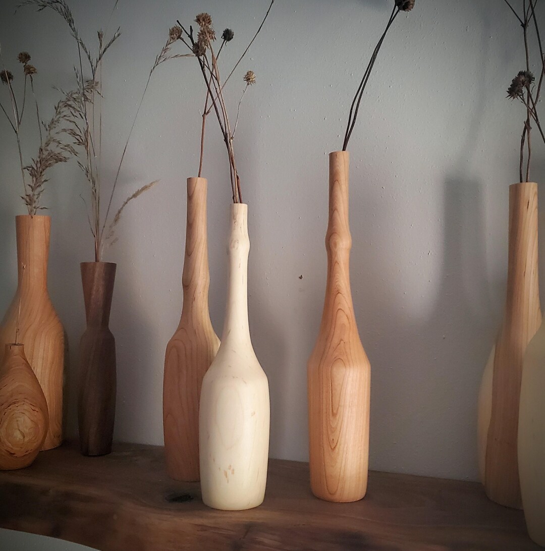 Set of Handcrafted Wooden Bud Vases – Sustainable Home Decor for Dried Flowers - Etsy