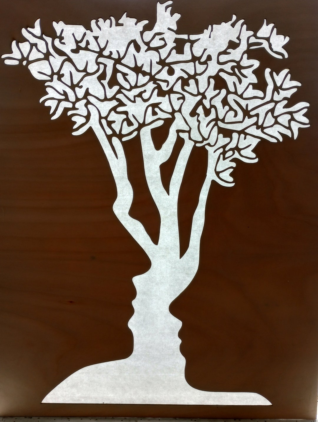 Faces-tree Illusion Laser-cut Silhouette - Etsy