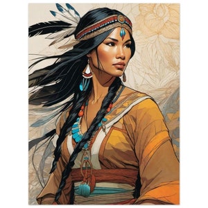Native American Woman Wall Art Gift for Mom Indian Princess - Etsy