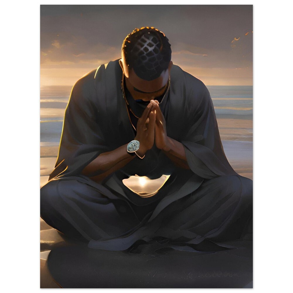 Man Prayer Art Black Man Praying Home Decor Gift for Dad Wall Art for ...