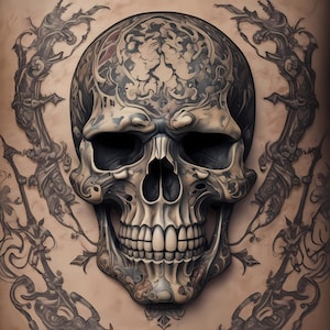 Tatto Ideas for Men, Digital Downloads, Skeleton Tattoo Designs, Arm ...