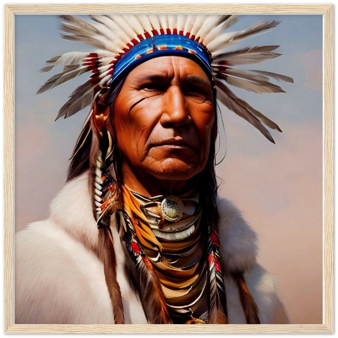 Native American Chief Wall Design Indian Culture Art Headdress Tribal ...