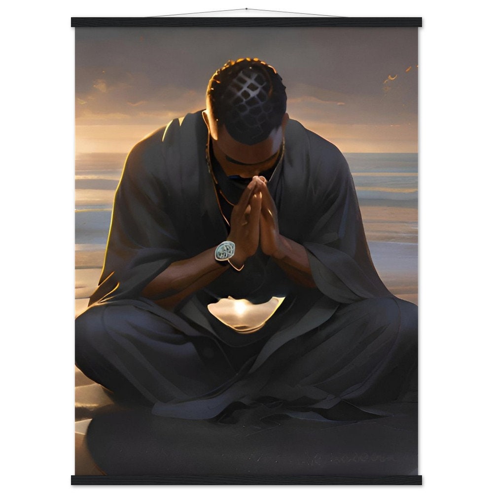 Man Prayer Art Black Man Praying Home Decor Gift for Dad Wall Art for ...