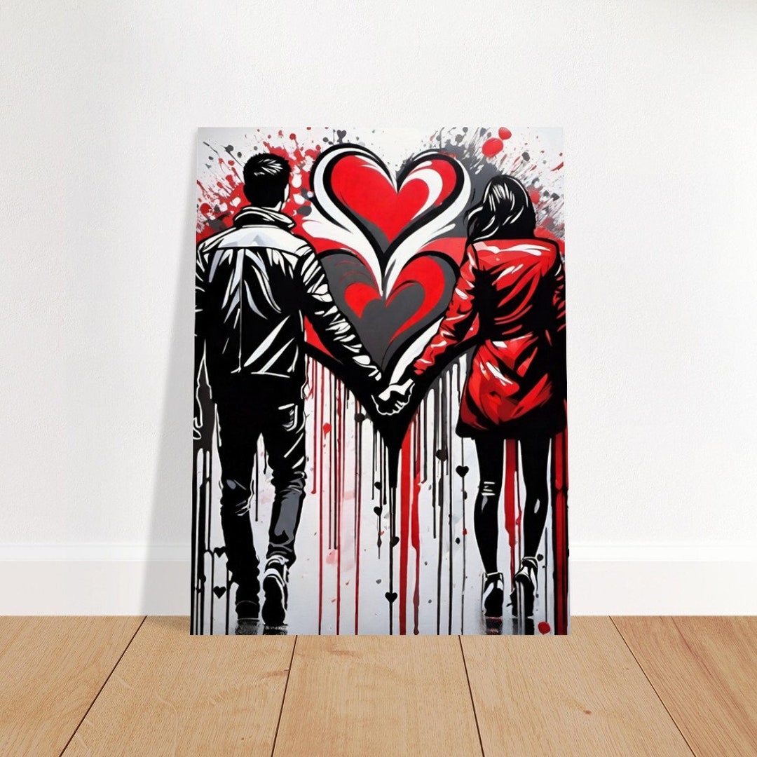 Couple Painting for Valentines Day, Couple Home Decor, Love Wall Print ...