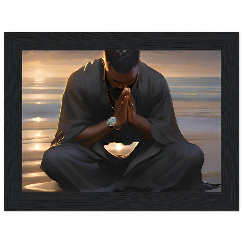 Man Prayer Art Black Man Praying Home Decor Gift for Dad Wall Art for ...