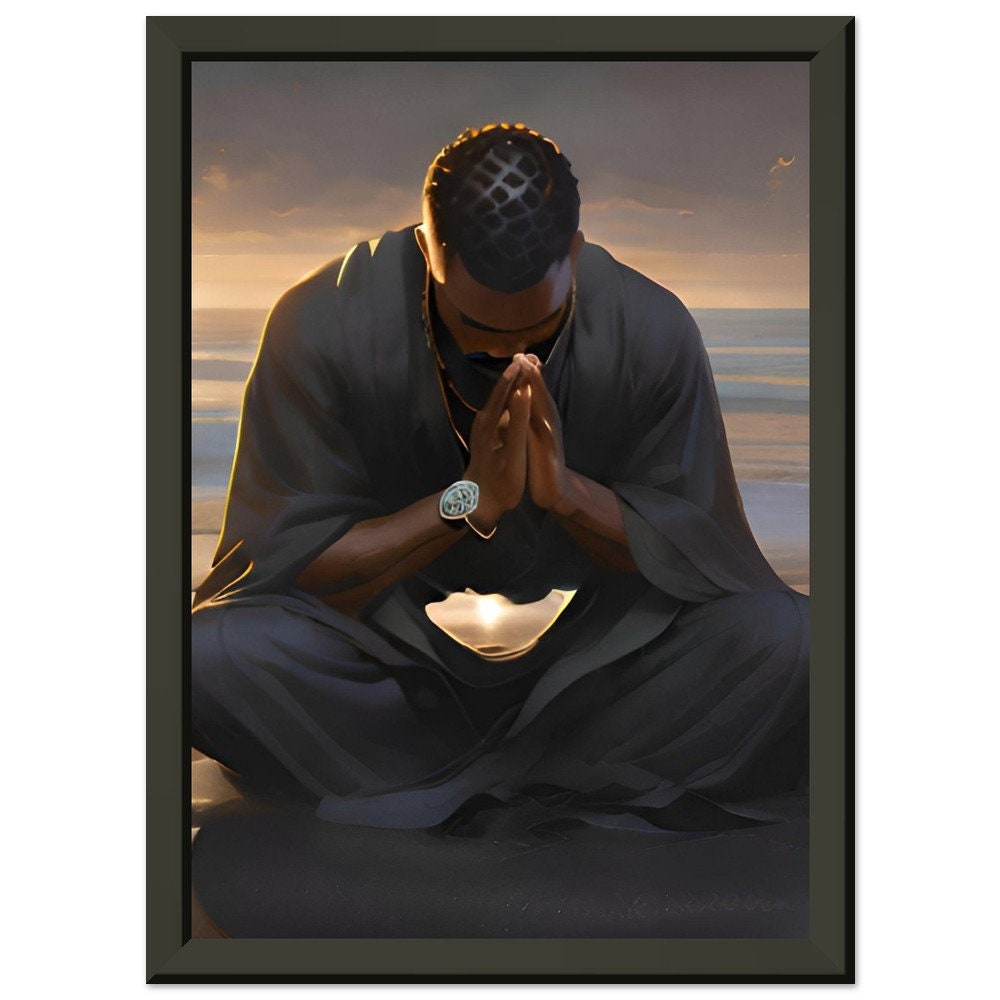 Man Prayer Art Black Man Praying Home Decor Gift for Dad Wall Art for ...