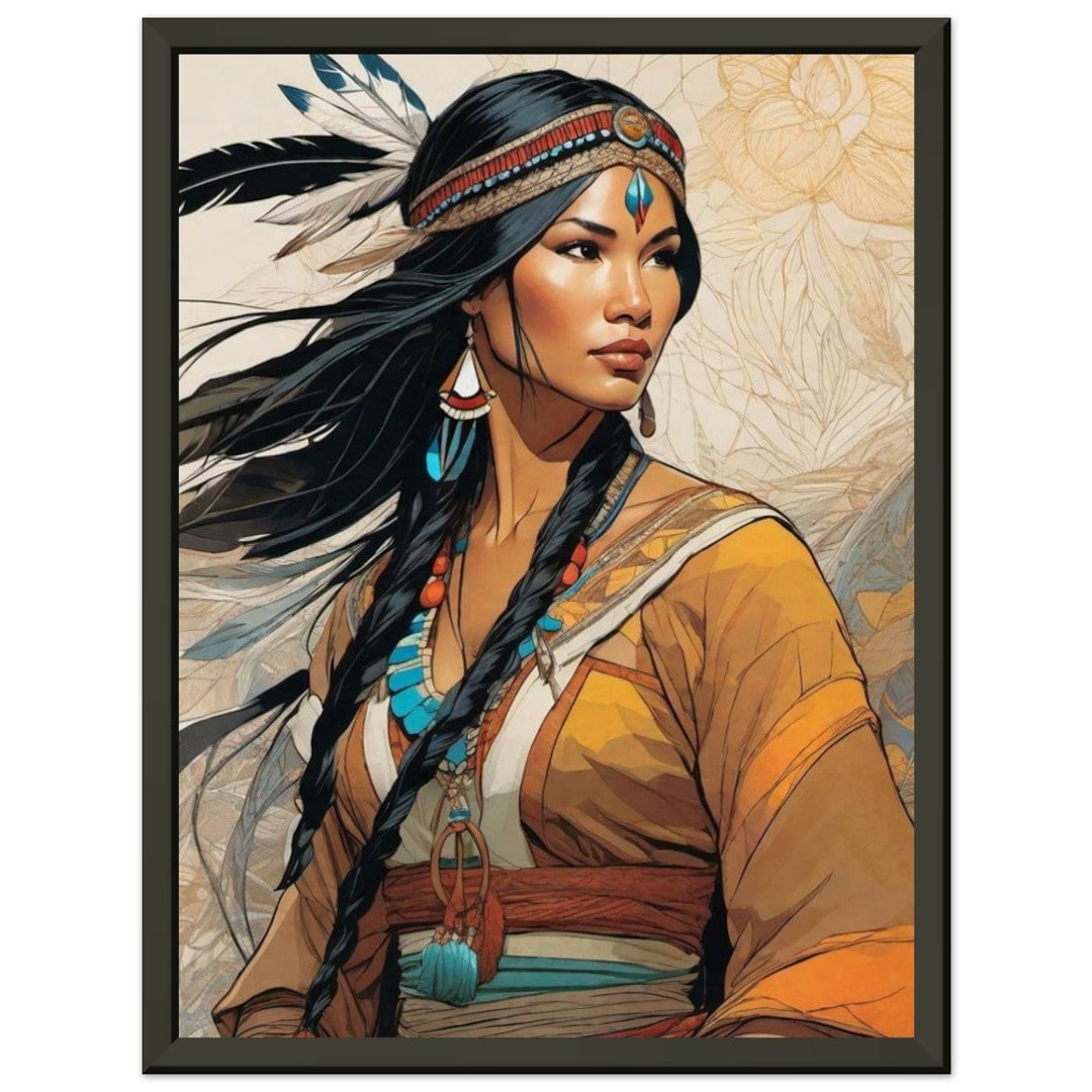 Native American Woman Wall Art Gift for Mom Indian Princess - Etsy