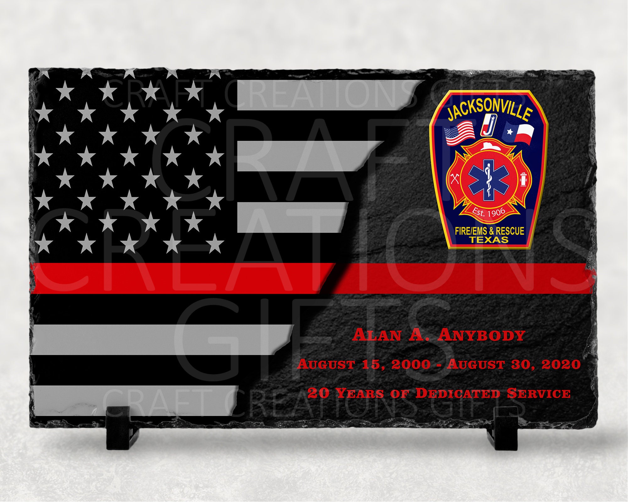 SLATE PLAQUE Subdued Thin Red Line Flag Fire Fighter Award - Etsy