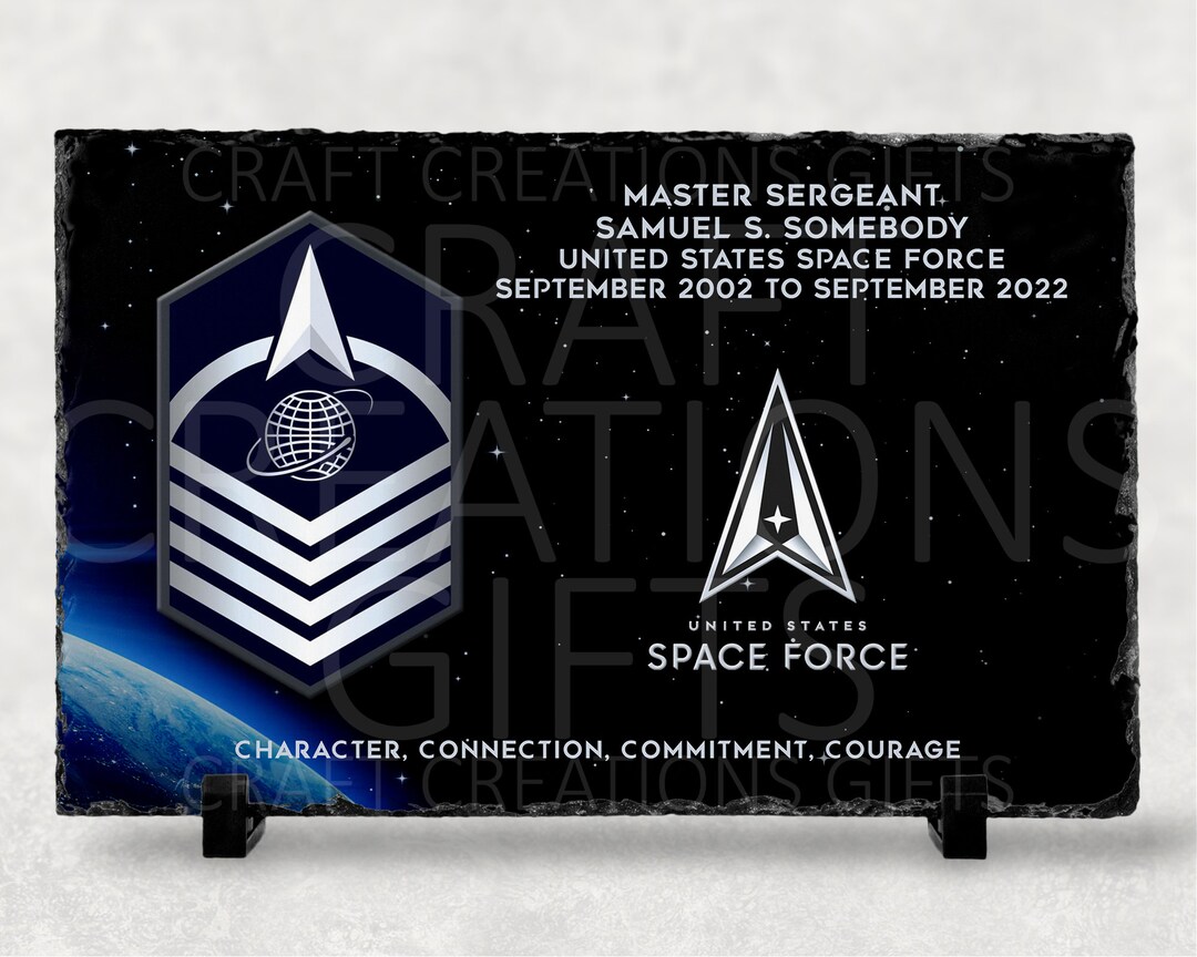 SLATE PLAQUE Space Force Personalized Rank Retirement Promotion Award ...