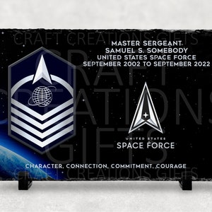 SLATE PLAQUE Space Force Personalized Rank Retirement Promotion Award ...