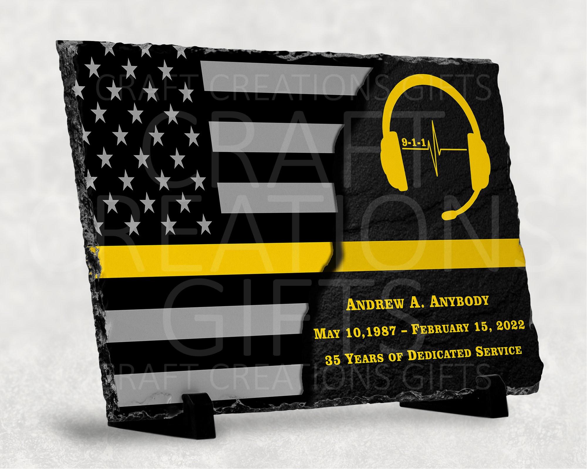 SLATE PLAQUE Subdued Thin Gold Line Flag Dispatcher Award - Etsy
