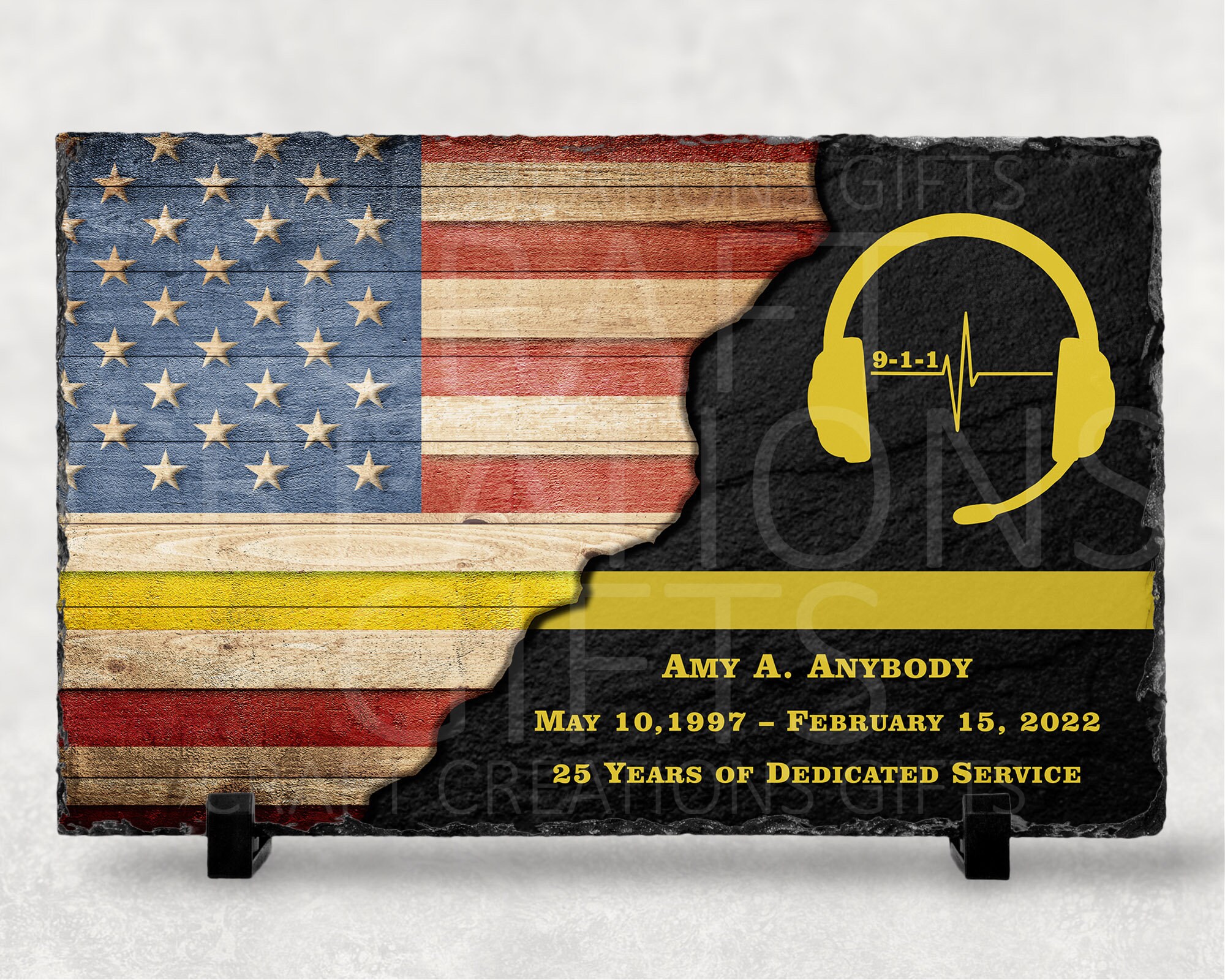 SLATE PLAQUE Thin Gold Line Wood-look Flag Dispatcher Award - Etsy