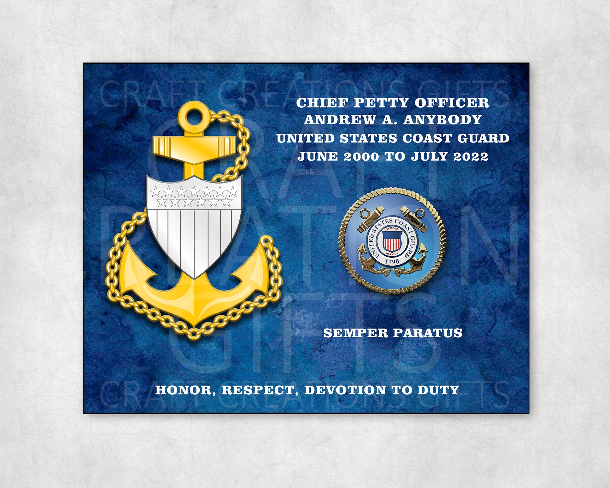 RANK PLAQUE Coast Guard Personalized Rank Retirement Promotion - Etsy