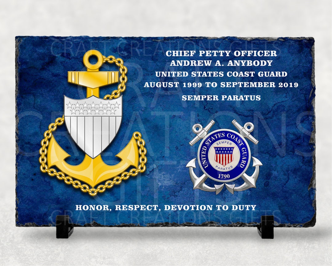 SLATE PLAQUE Coast Guard Personalized Rank Retirement Promotion Award ...