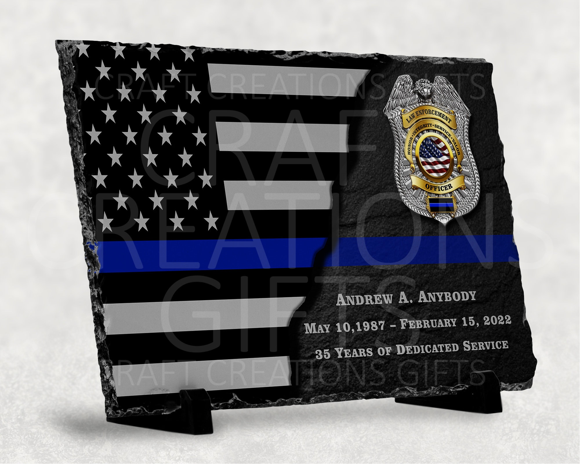 SLATE PLAQUE Subdued Thin Blue Line Law Enforcement Police Sheriff ...