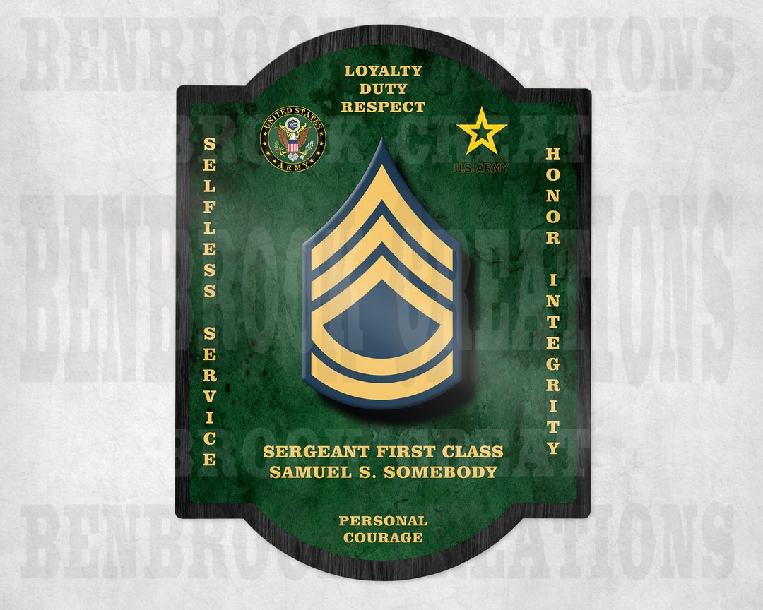 ARMY Rank Plaque Pub Style Custom Personalized Retirement Promotion ...