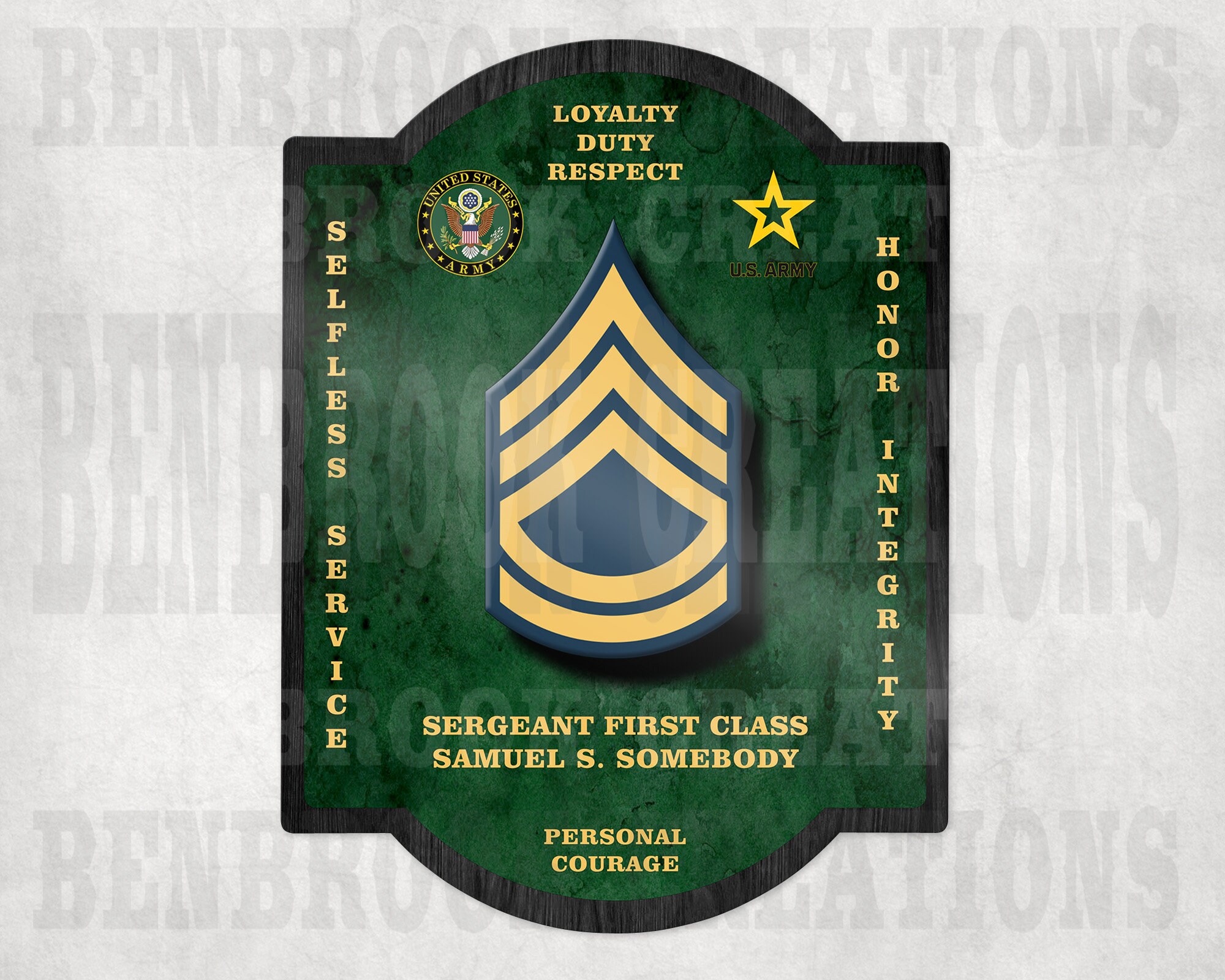 ARMY Rank Plaque Pub Style Custom Personalized Retirement Promotion ...