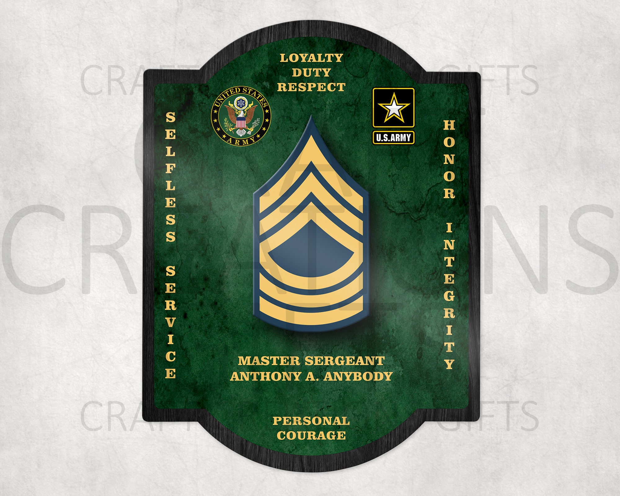 ARMY Rank Plaque Pub Style Custom Personalized Retirement Promotion ...