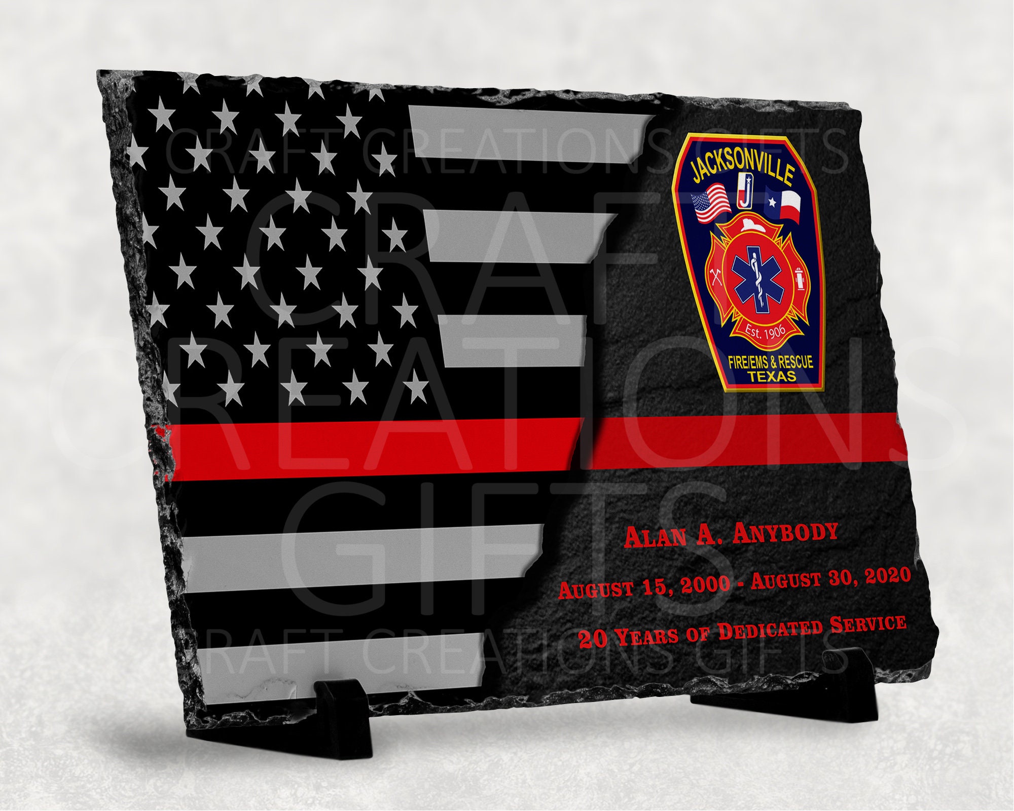 SLATE PLAQUE Subdued Thin Red Line Flag Fire Fighter Award - Etsy