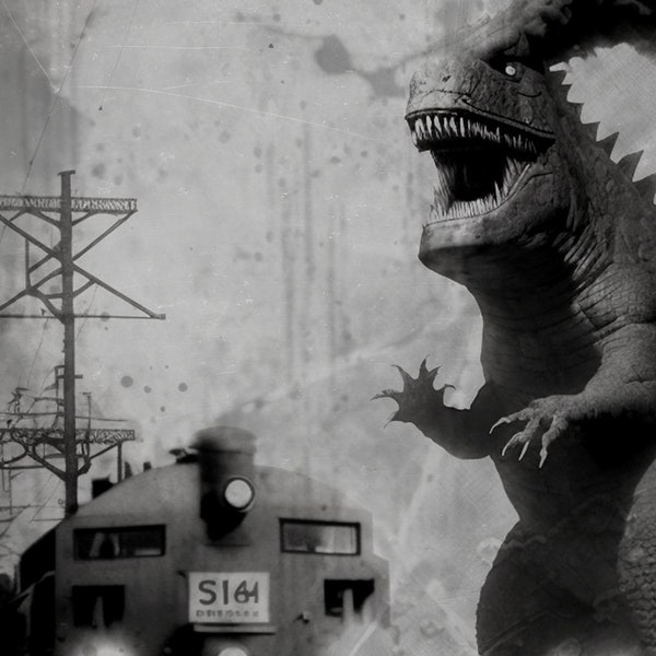 Godzilla Train Art - Etsy